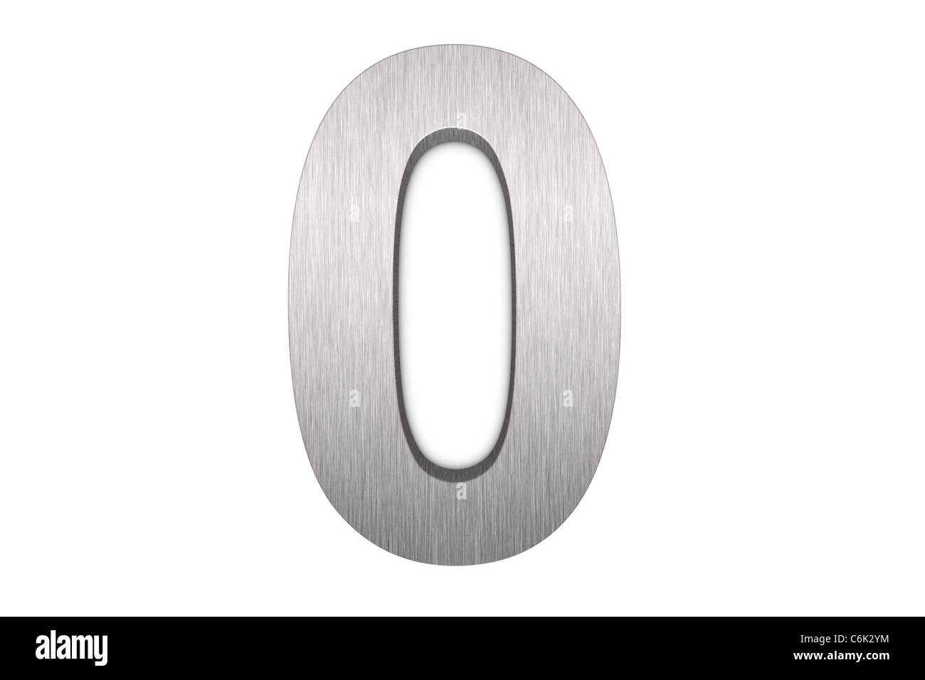 Brushed metal number 0 on white background Stock Photo - Alamy
