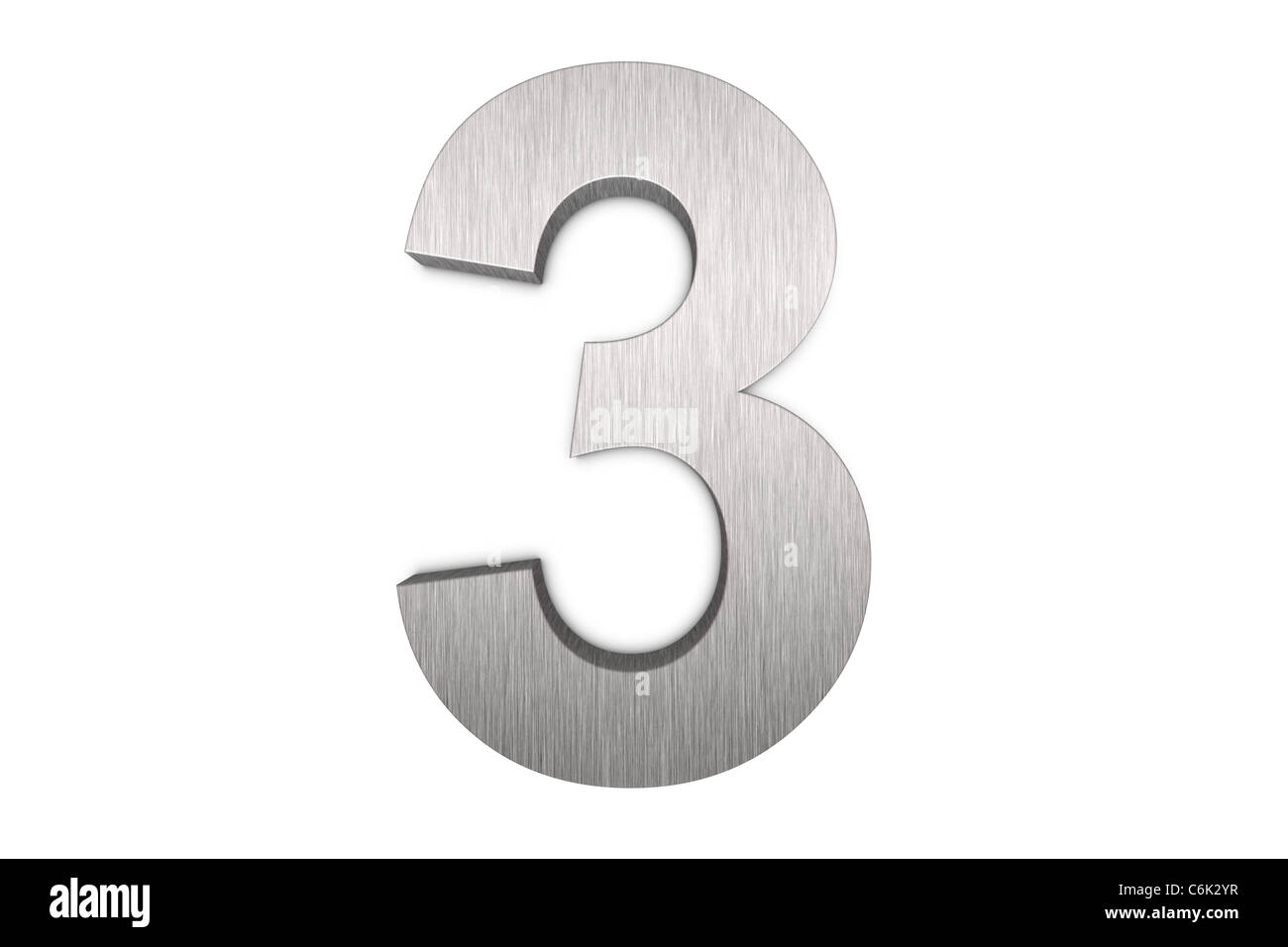 Brushed metal number 3 on white background Stock Photo - Alamy
