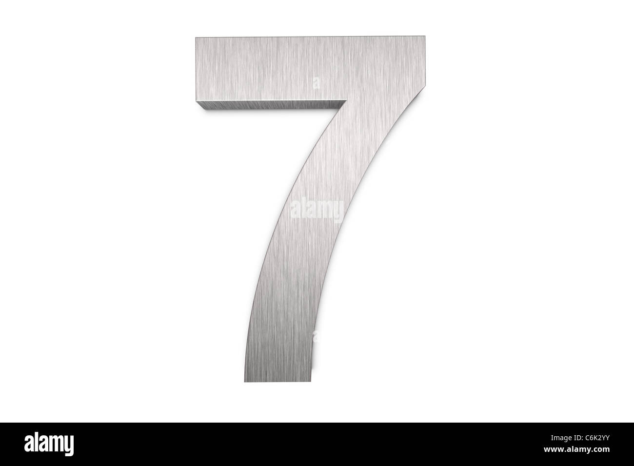 Brushed metal number 7 on white background Stock Photo - Alamy