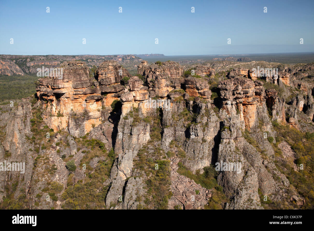Rock stacks, Dinosaur Valley, Arnhem Land escarpment, edge of Kakadu National Park, Arnhem Land ...