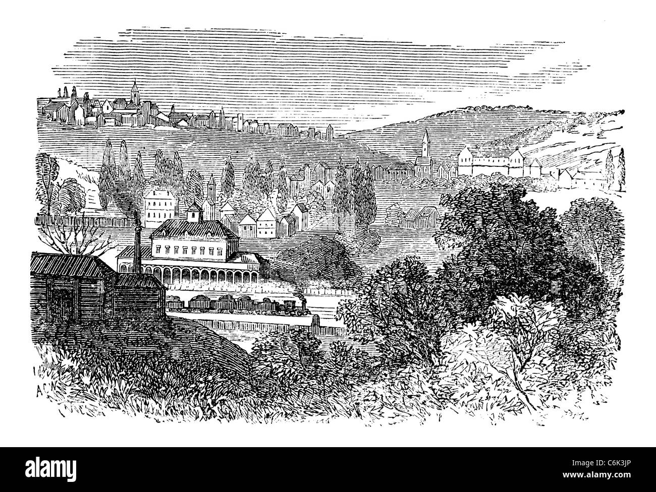 Bar-le-Duc or the Bar, France, during the 1890s, vintage engraving. Old ...