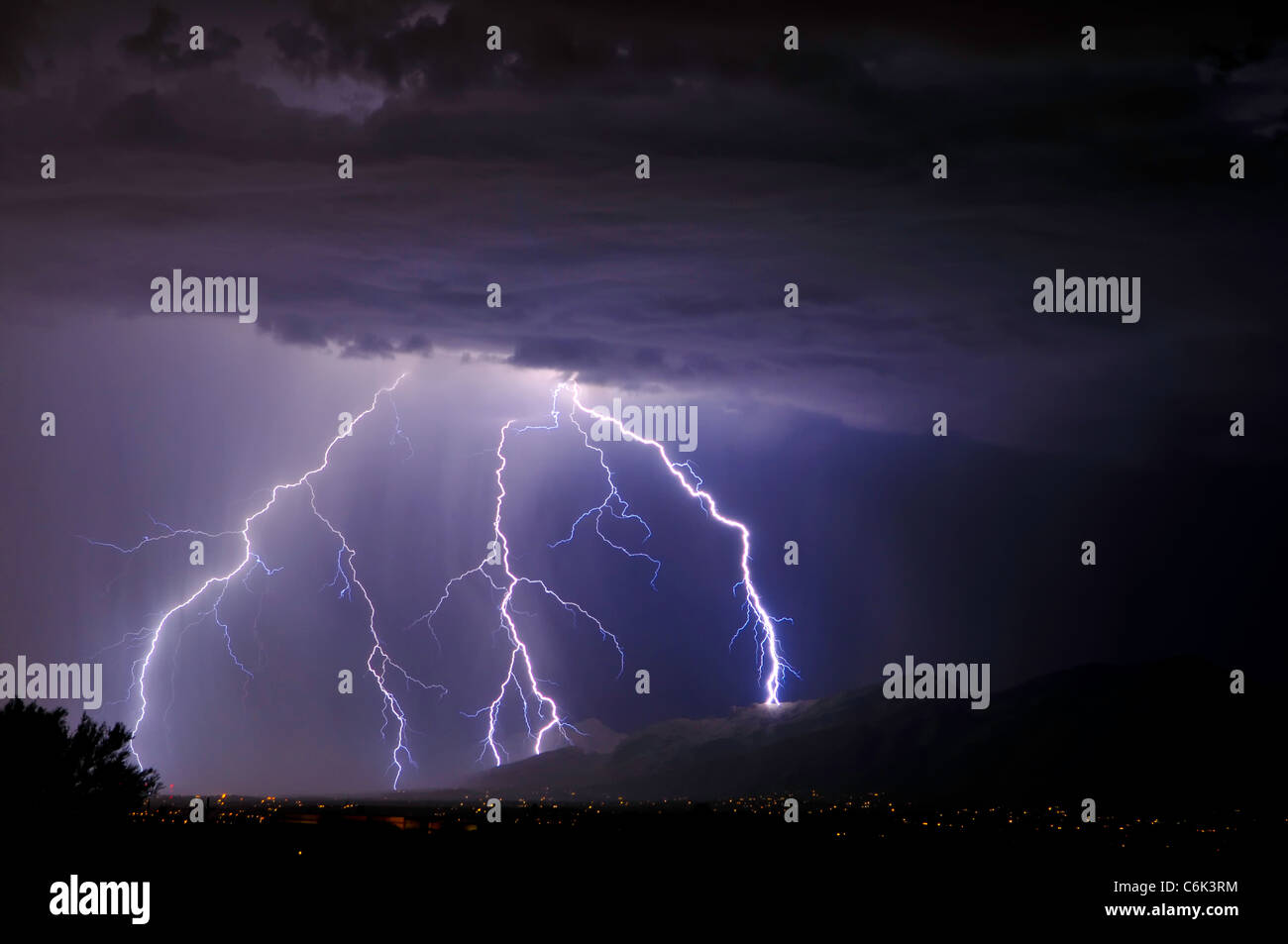 Multiple lightning strikes, Tucson, AZ Stock Photo - Alamy