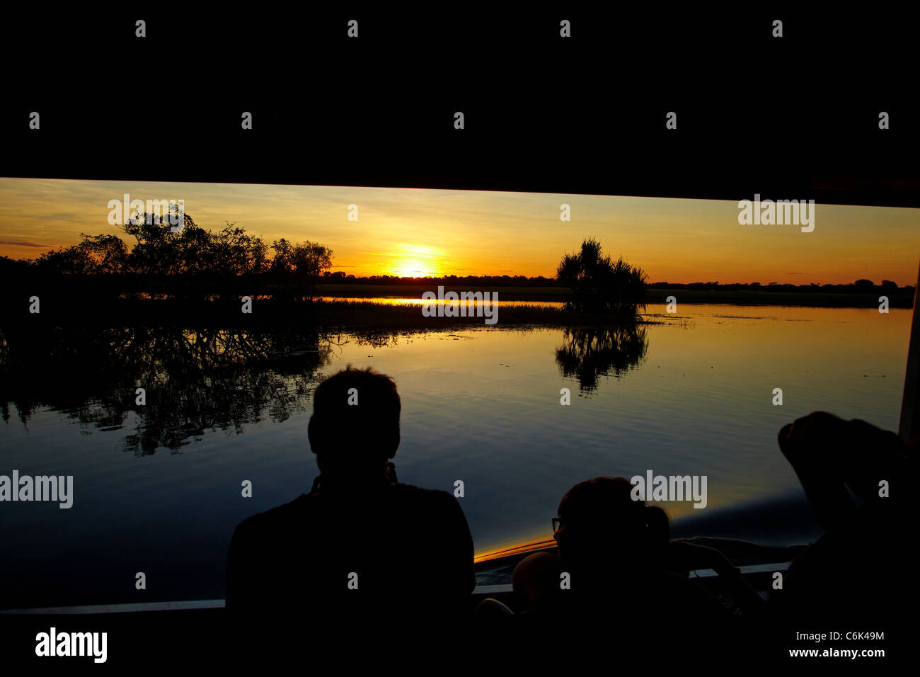 Yellow Water Cruise Boat at Sunset, Yellow Water Billabong, Kakadu ...