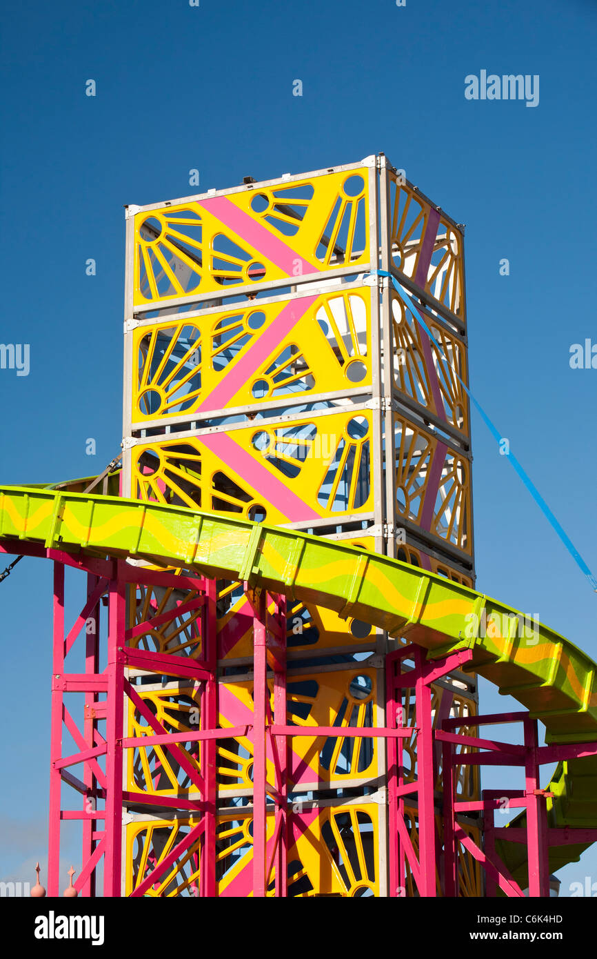 A helter skelter slide at a fair in Rhyl, North Wales Stock Photo - Alamy