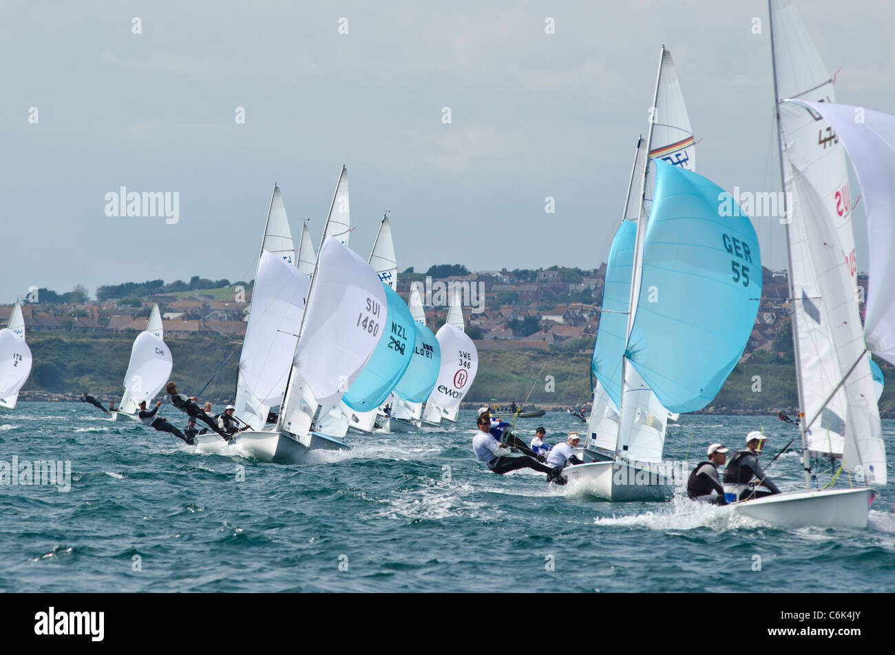 470 class sailing yachts competing in the London Olympic 2012 trial ...