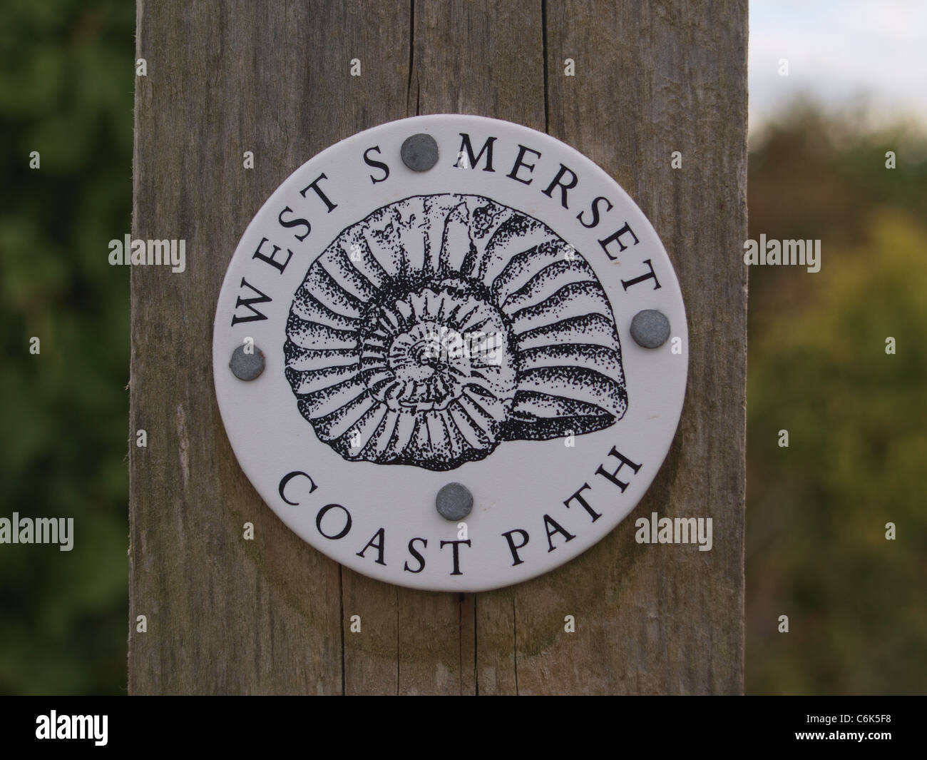 West Somerset Coast Path sign marker near Watchet. UK Stock Photo - Alamy