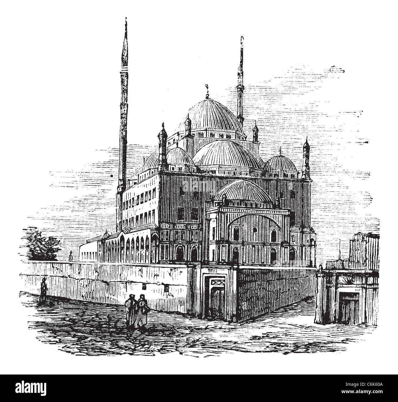 Mosque of Muhammad Ali, Citadel of Cairo, Egypt. Vintage engraving. Old ...