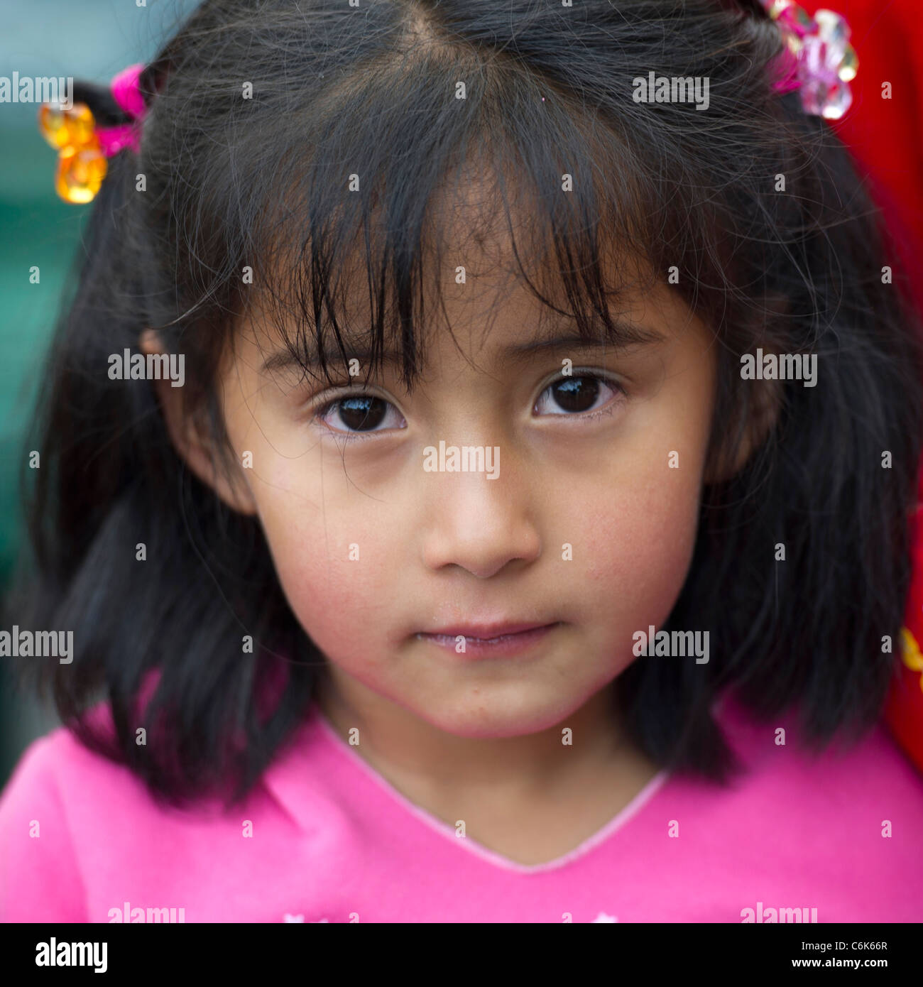 Portrait of a Quechua Indian girl, Plaza Regocijo, Cuzco, Peru Stock ...
