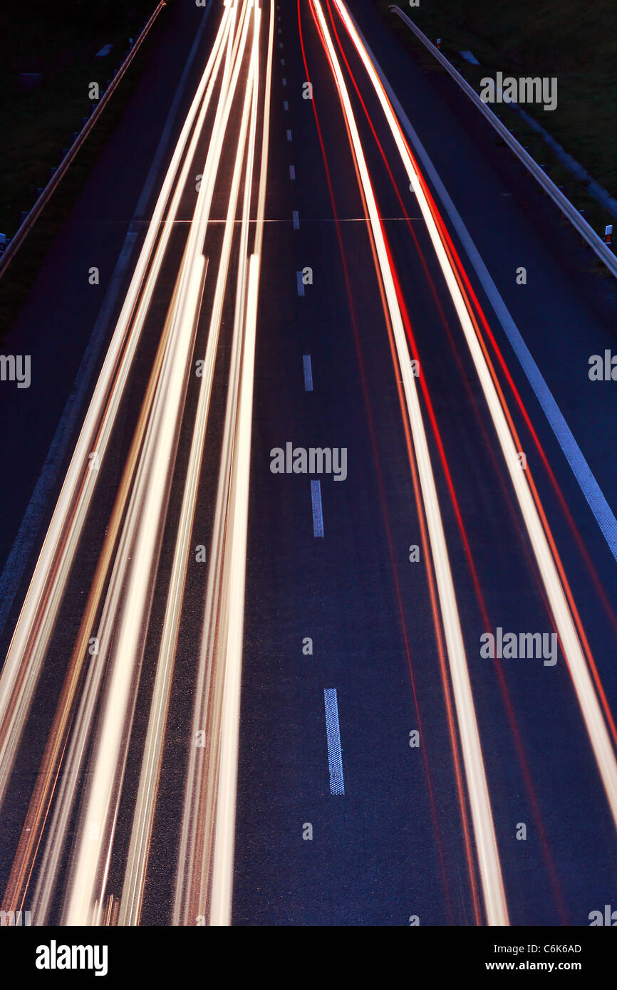 Highway at night with cars lights Stock Photo - Alamy