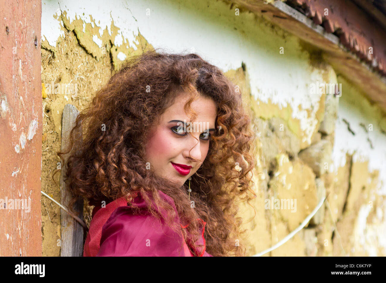 Portrait of beautiful gypsy girl outdoor Stock Photo - Alamy