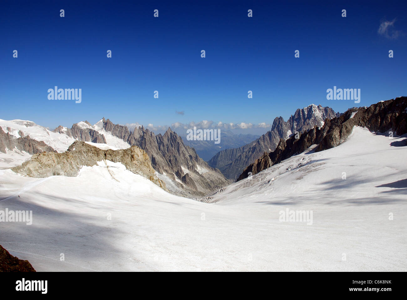 the glacier of Mont Blanc seen from Telpherique station at Point ...