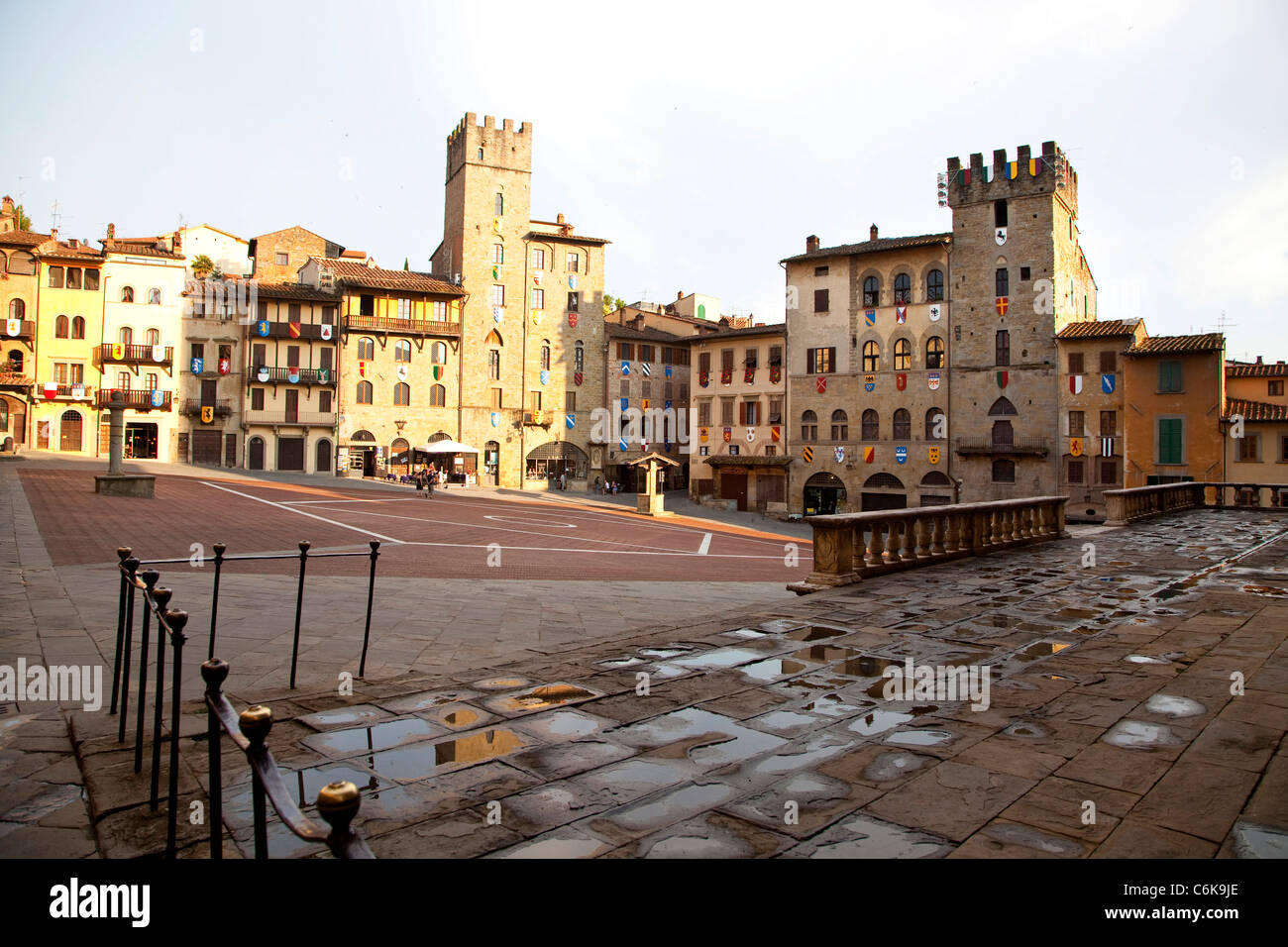 Piazza Grande or Piazza Vasari, main square in Arezzo, Tuscany, Italy ...