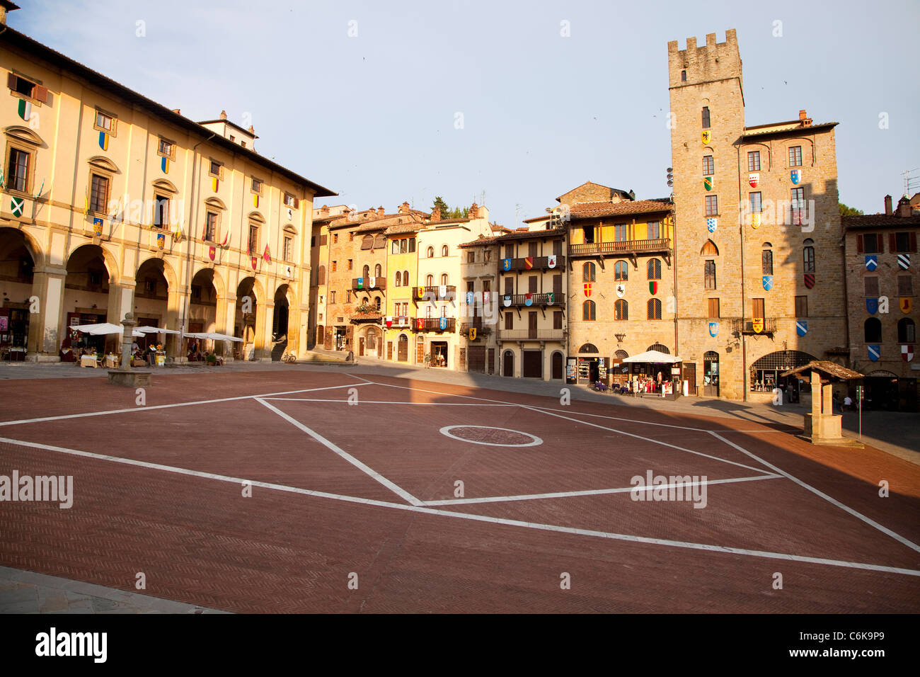 Piazza Grande or Piazza Vasari, main square in Arezzo, Tuscany, Italy ...