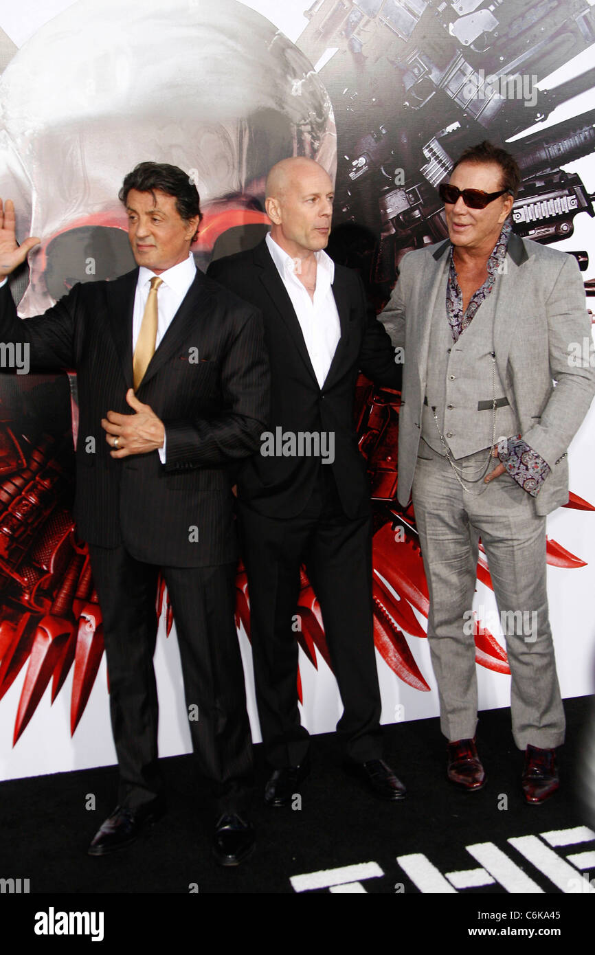 Sylvester Stallone, Bruce Willis and Mickey Rourke Los Angeles Premiere ...