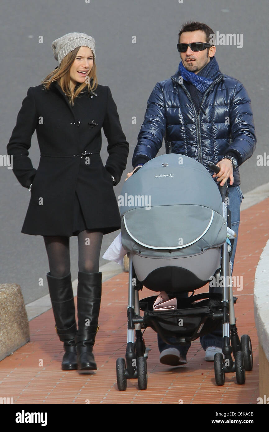 Max Biaggi and his wife Eleonora Pedron take their new baby Leon ...