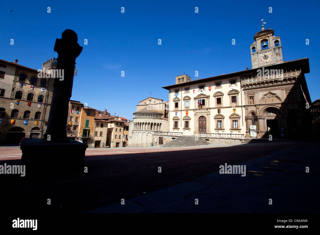 Piazza Grande or Piazza Vasari, main square in Arezzo, Tuscany, Italy Stock Photo - Alamy