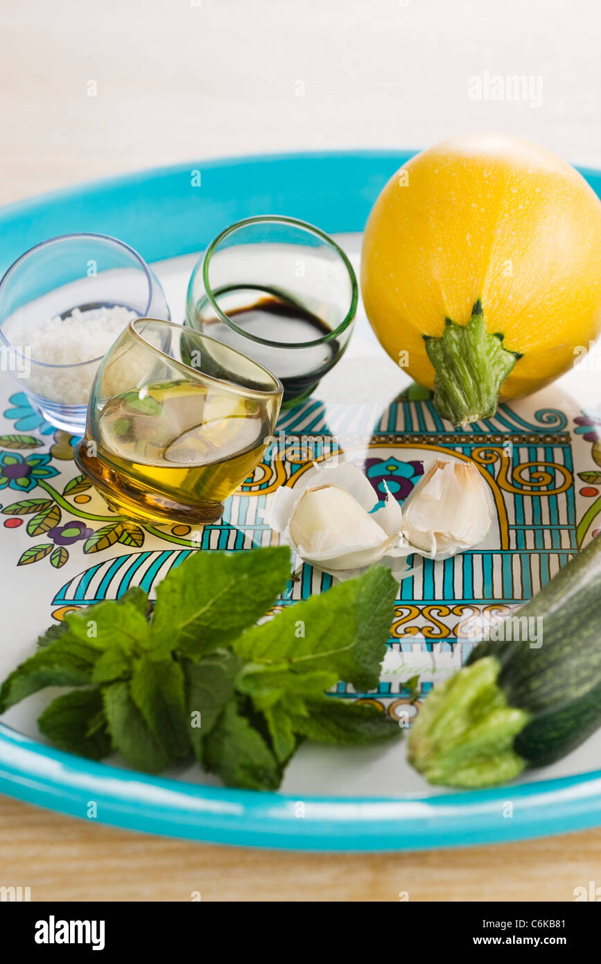 Marinated summer squash with mint Stock Photo - Alamy