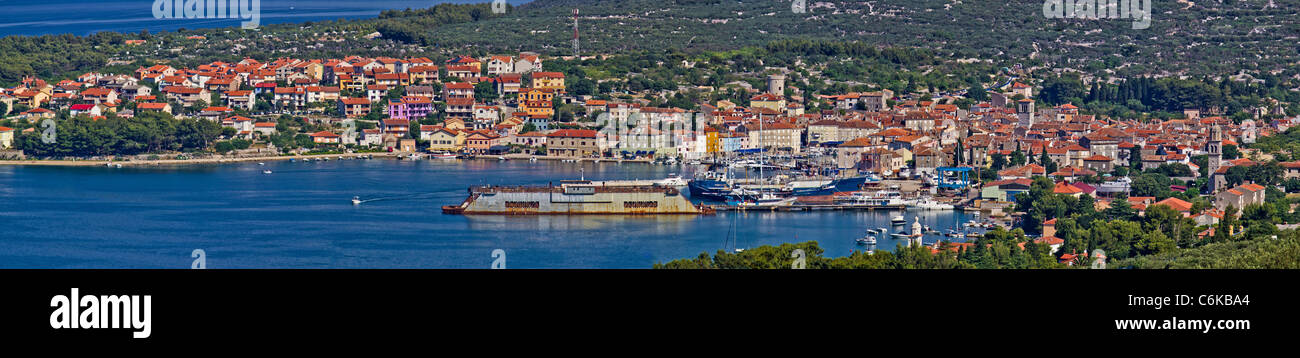 beautiful Town of Cres, Island of Cres, Croatia - panoramic wide view ...