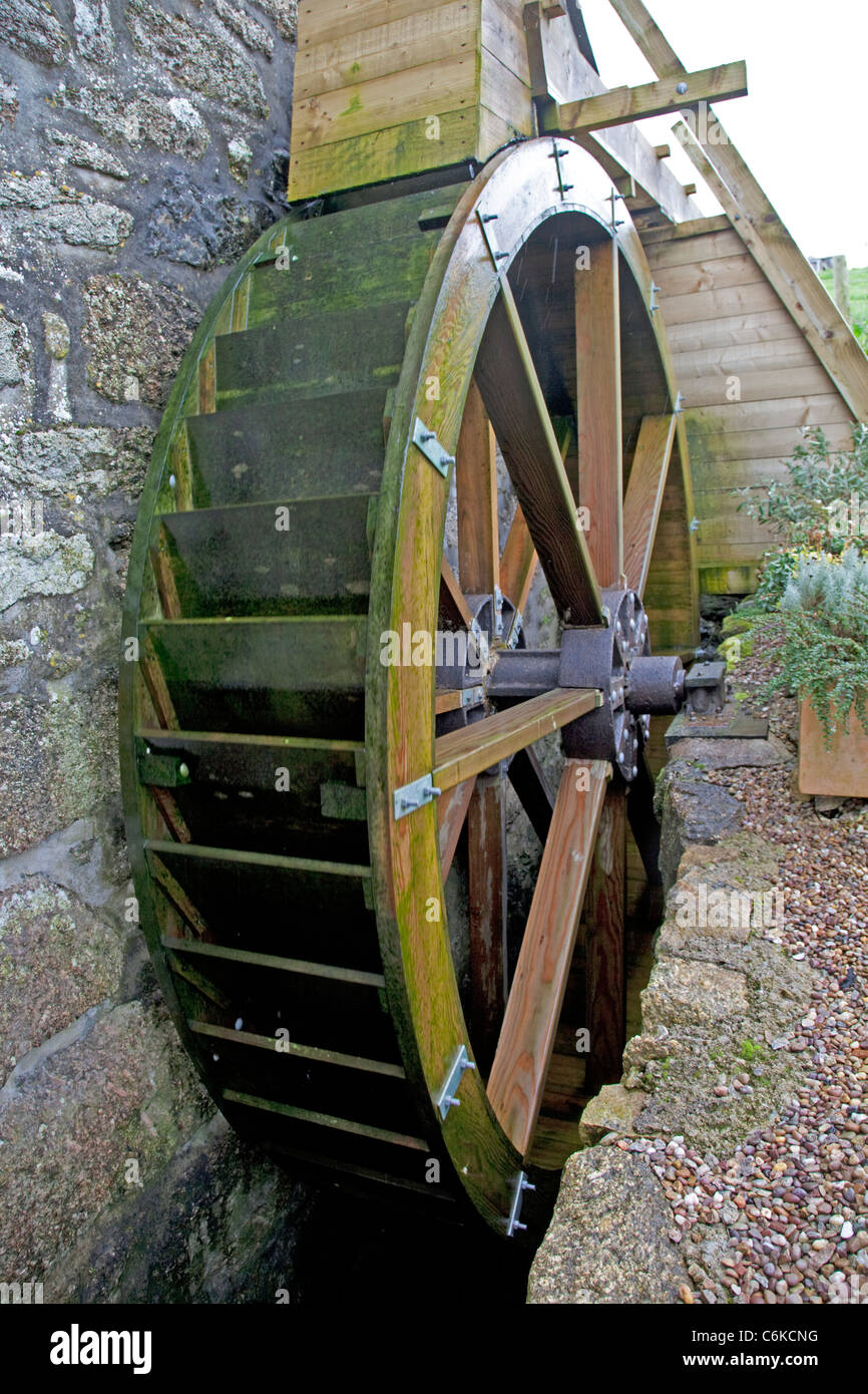 Working wooden water wheel Trewey Watermill Zennor Cornwall UK Stock ...