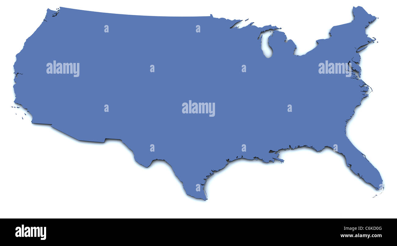 3d rendered blank map of the United States Stock Photo - Alamy