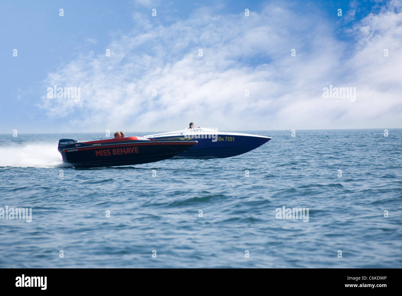 Two power boats in action, Black Sea, Varna Stock Photo - Alamy