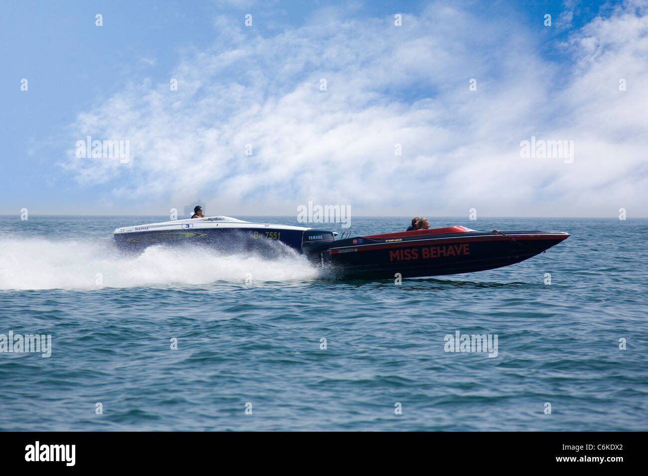 Two power boats in action, Black Sea, Varna Stock Photo - Alamy