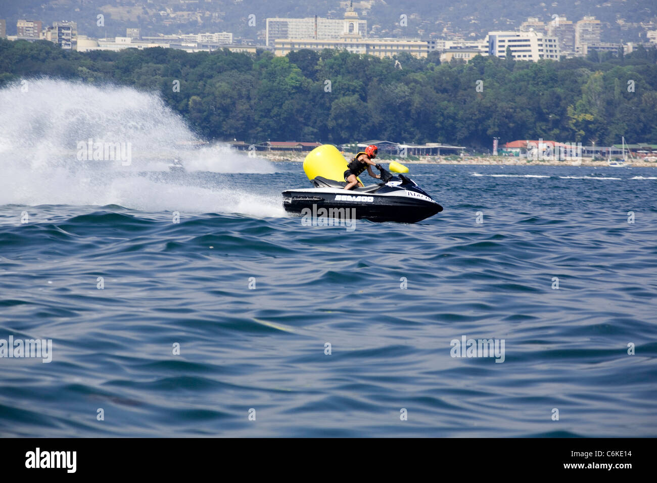 water jet rider, jet skiing, sea spray watersports Stock Photo - Alamy