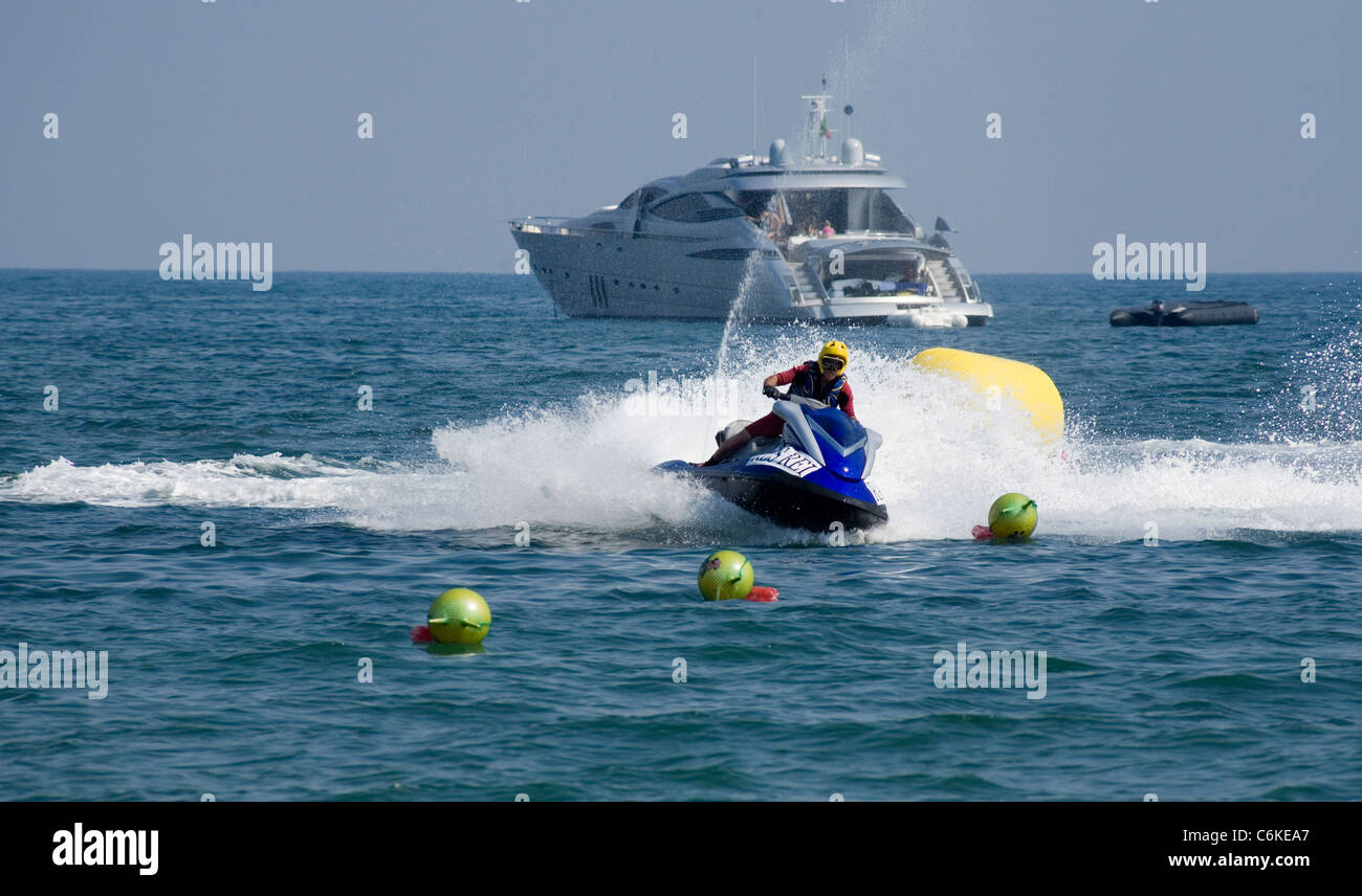 water jet rider, jet skiing, sea spray watersports Stock Photo - Alamy