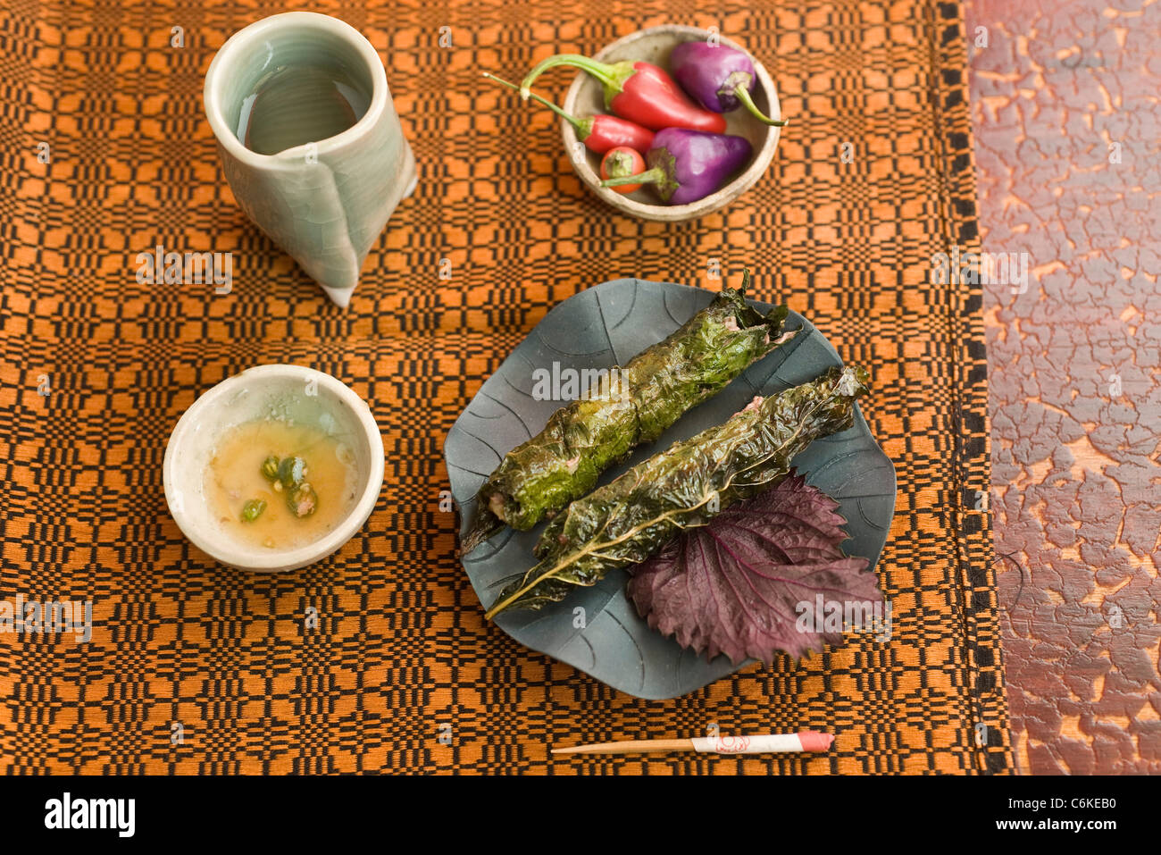Beef shiso rolls Stock Photo - Alamy
