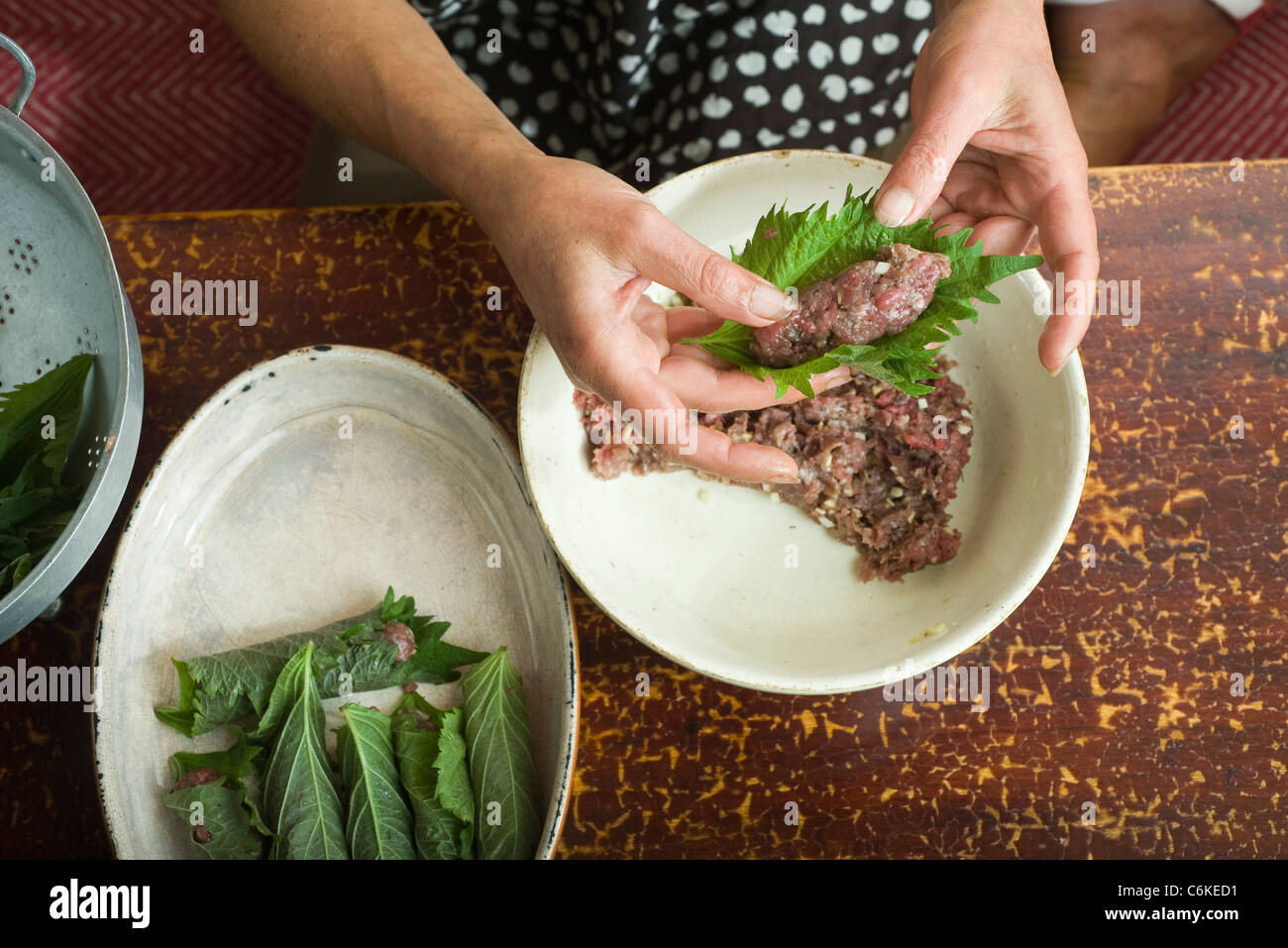 Beef shiso rolls Stock Photo - Alamy