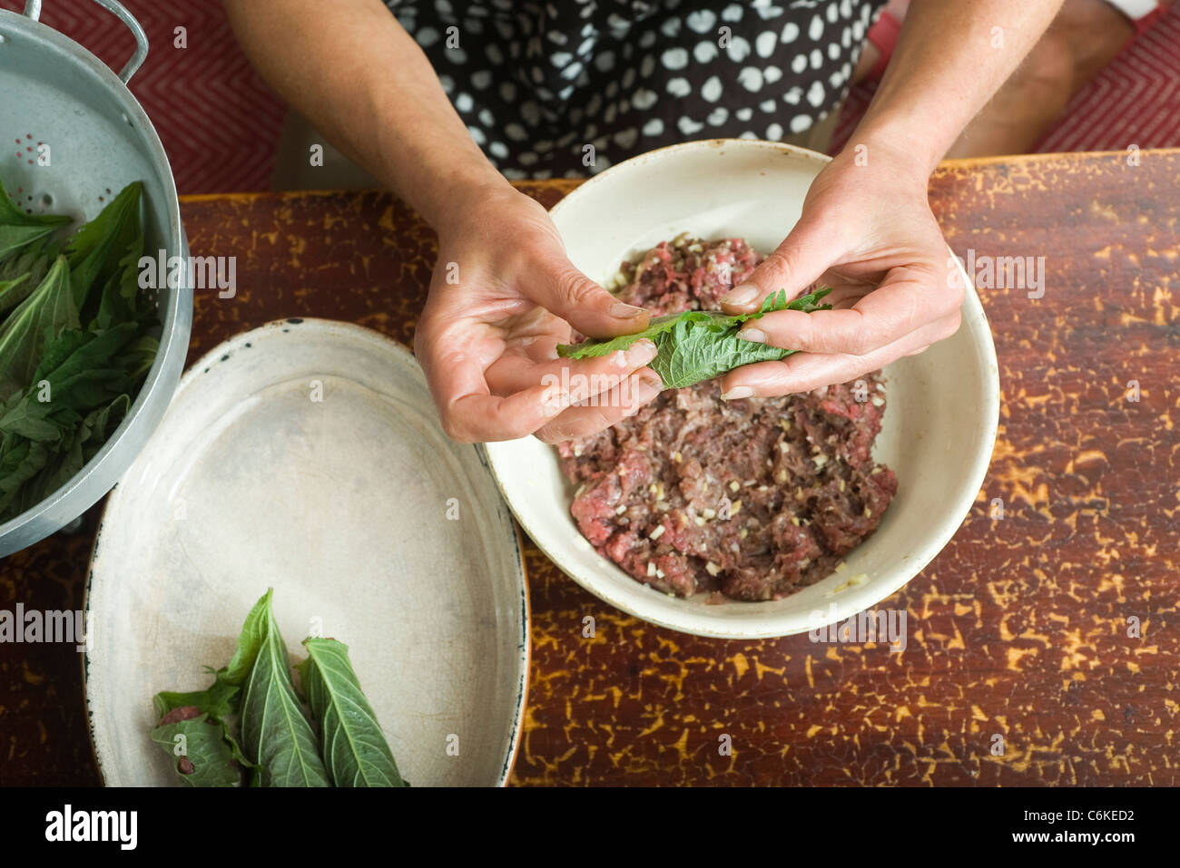 Beef shiso rolls Stock Photo - Alamy