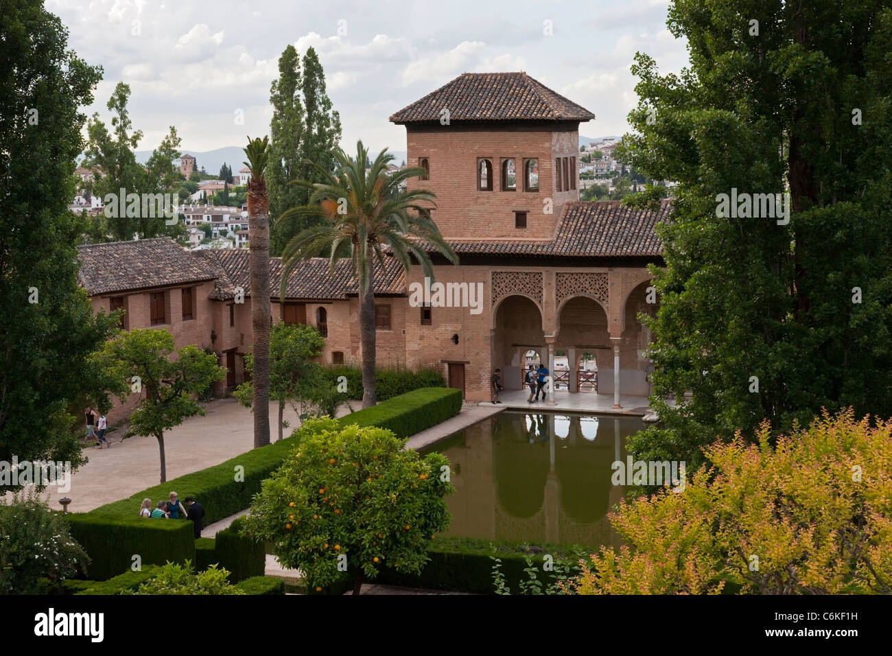 Palacio del Partal and Torre de las Damas, The Alhambra, Granada Stock ...