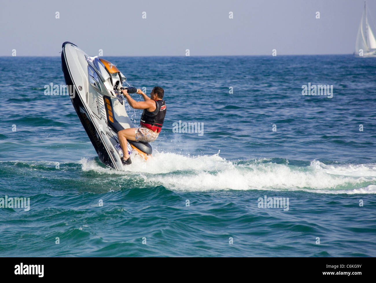 water jet rider, jet skiing, sea spray watersports Stock Photo - Alamy