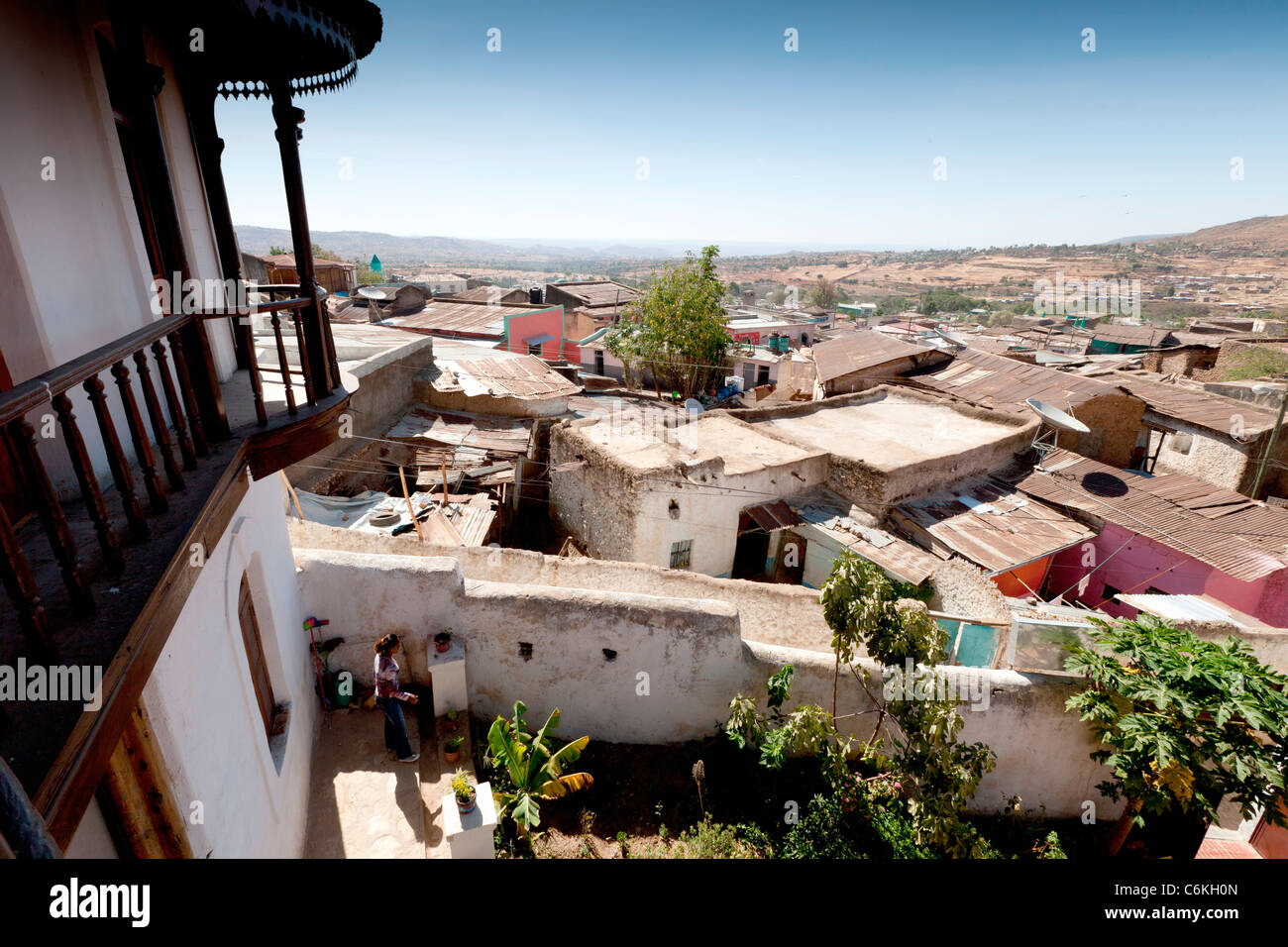 View over the rooftops of Harar from the Sherif Harar City Museum in ...
