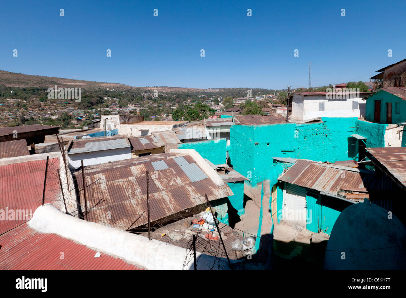 View over the rooftops of Harar from the Sherif Harar City Museum in ...