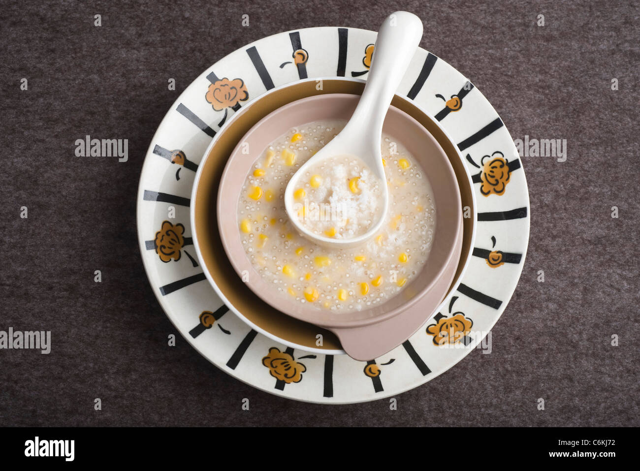 Coconut tapioca and sweetcorn soup Stock Photo - Alamy