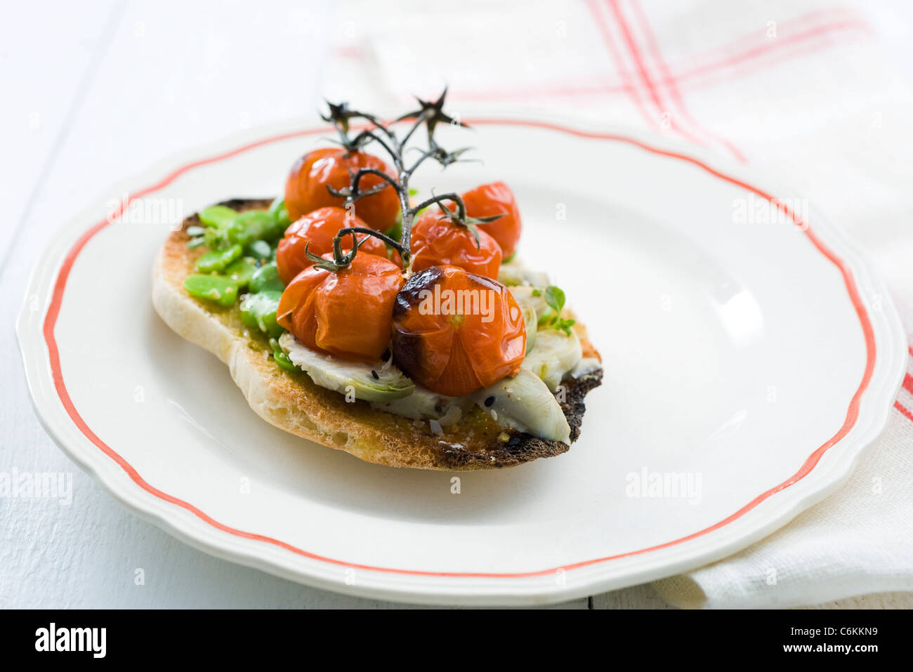 Toast with spring vegetables Stock Photo - Alamy
