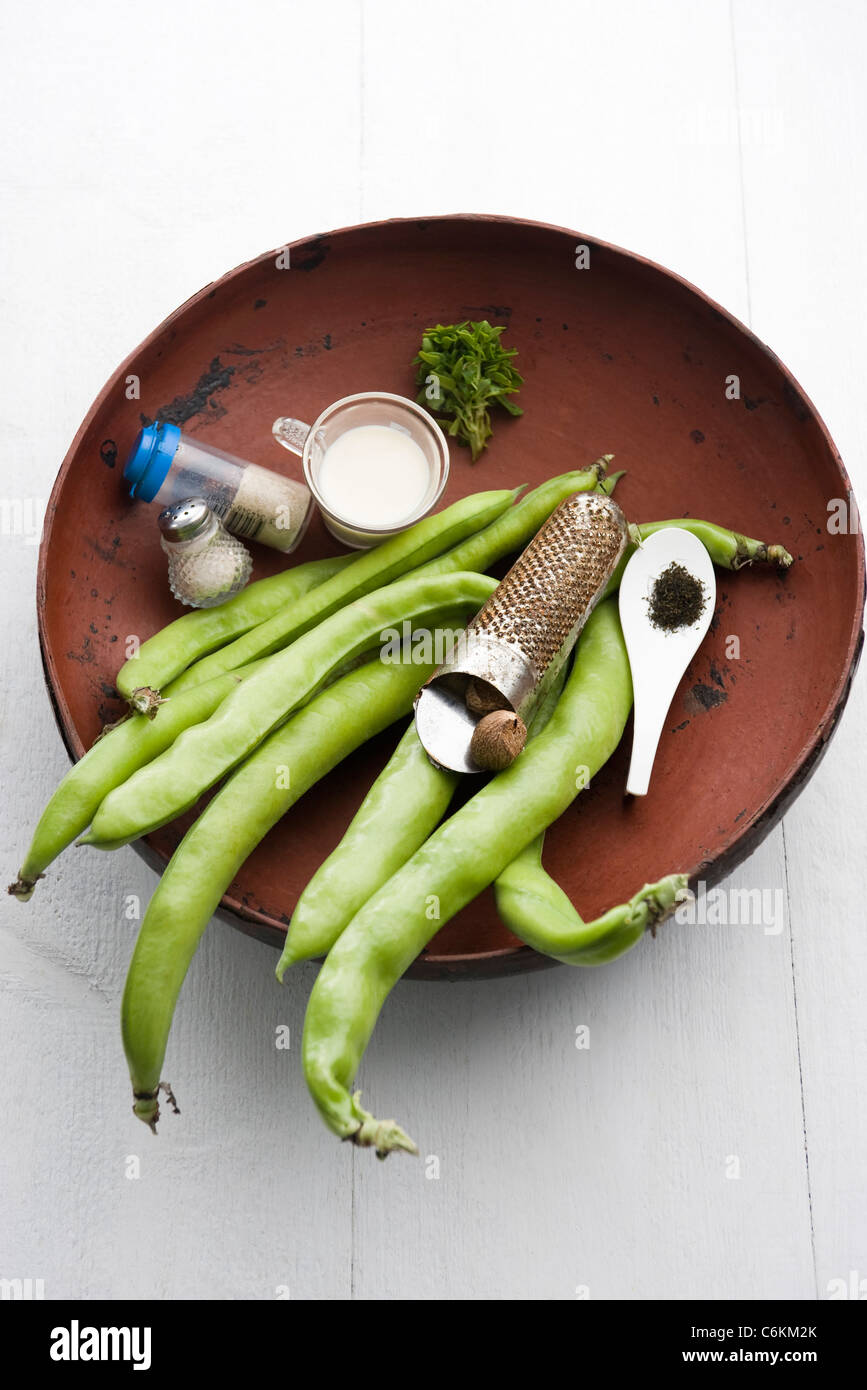 Broad beans with poppy seeds Stock Photo - Alamy