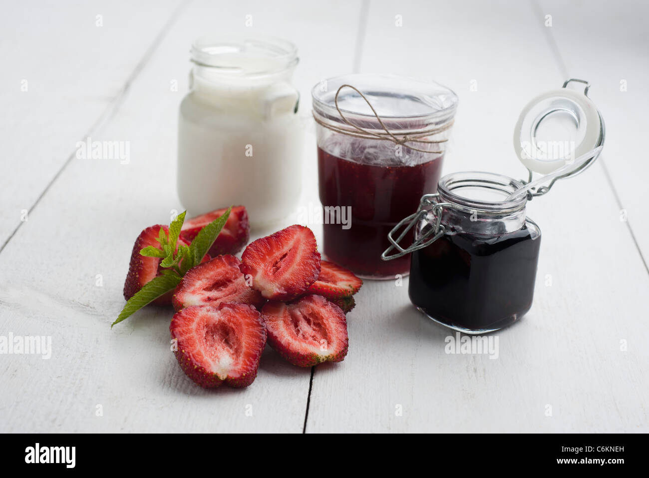 Velvety red fruit yogurt Stock Photo - Alamy