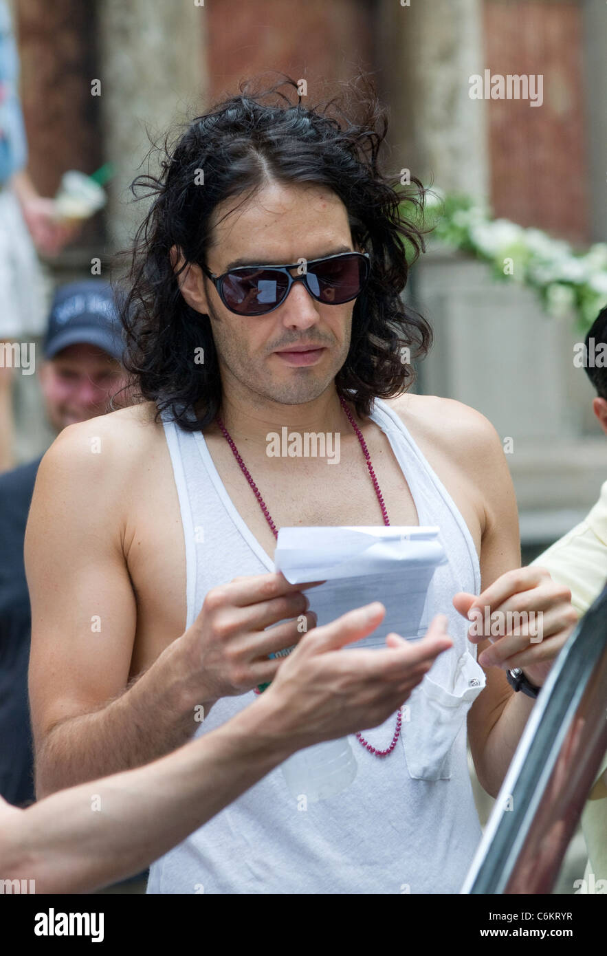 Russell Brand on the set of his new film 'Arthur' New York City, USA ...
