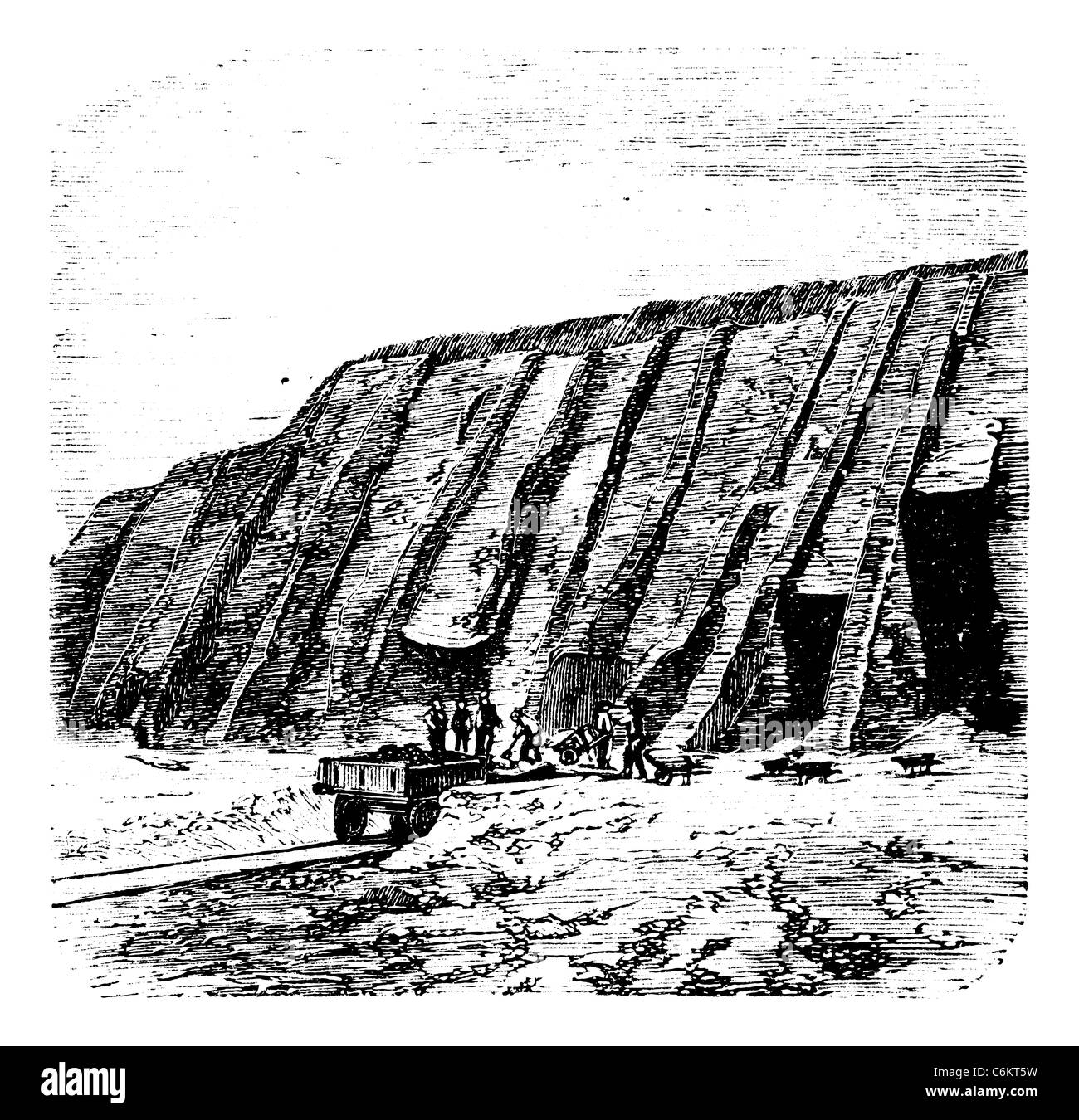 Guano quarry, Chincha Islands in Peru, during the 1890s, vintage ...