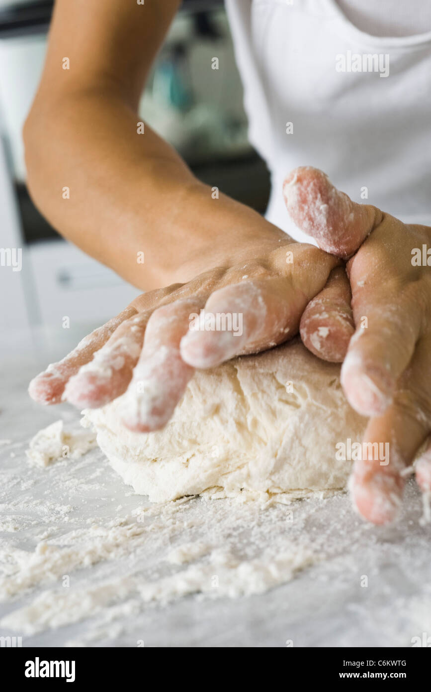 Kneading Basic Bread Dough Stock Photo Alamy