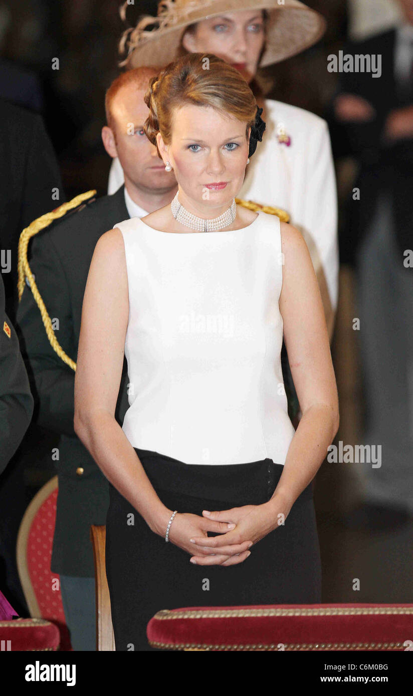 Princess Mathilde of Belgium The Belgian Royal Family attend mass on ...