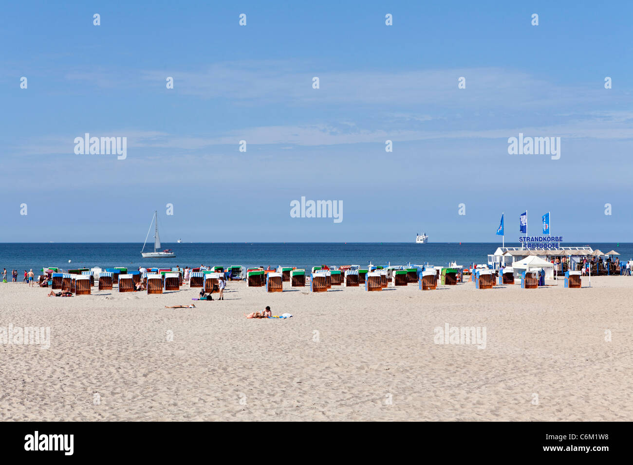 sand beach, Warnemuende, Rostock, Baltic Sea Coast, Mecklenburg-West ...