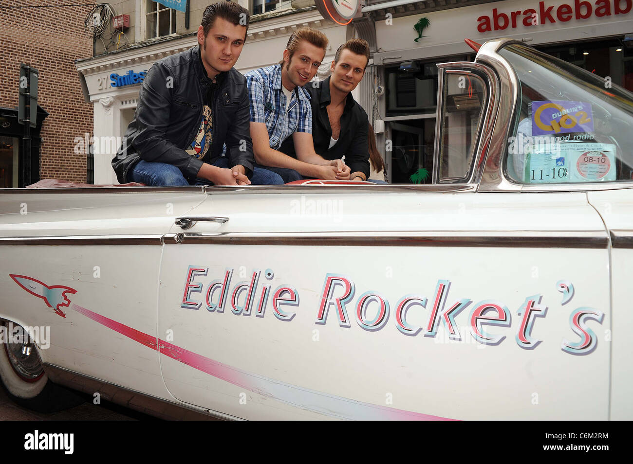 German rock and roll band, The Baseballs at Eddie Rockets Diner ...