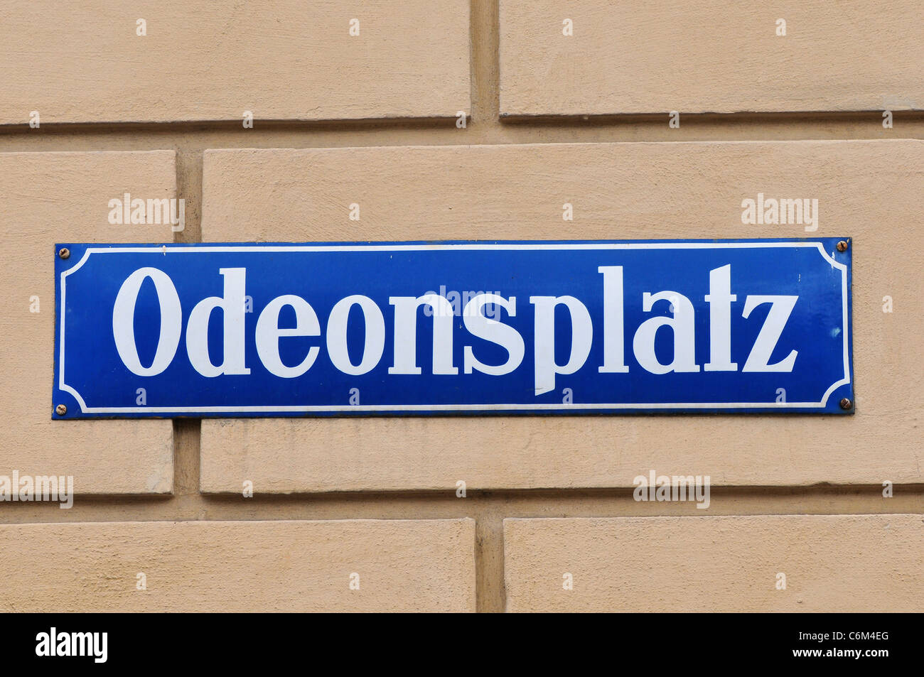 Odeonsplatz street sign, Munich, Germany Stock Photo - Alamy