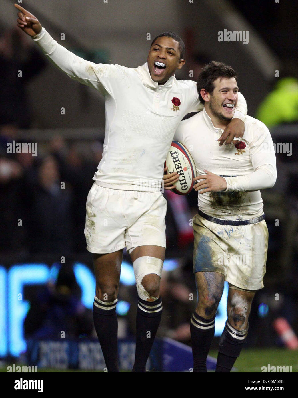 Danny Care and Delon Armitage celebrates during the RBS 6 Nations ...