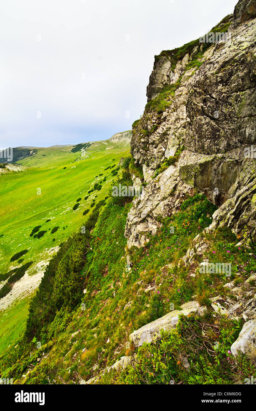 Landscape with a rocky cliff from Parang mountains in Romania Stock ...