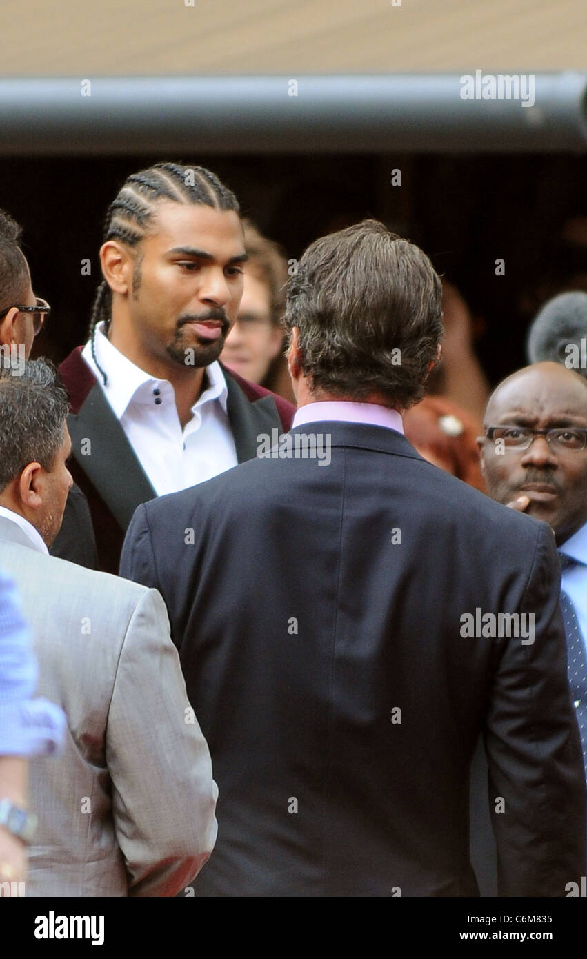 WBA World Heavyweight Champion David Haye talks to Slyvester Stallone ...