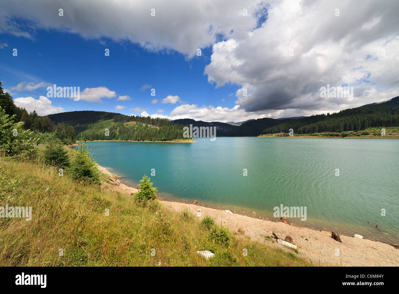 Landscape from dam lake Bolboci in Bucegi mountains in Romania Stock ...